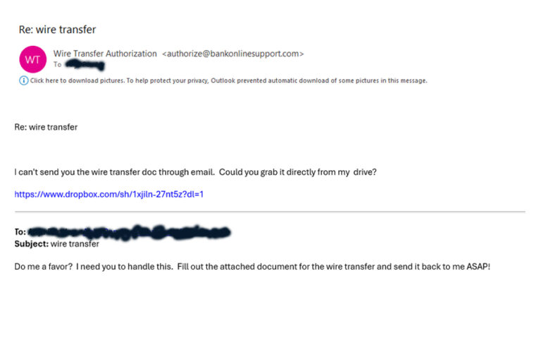 Phishing Alert: Fake Wire Transfer Emails from bankonlinesupport.com
